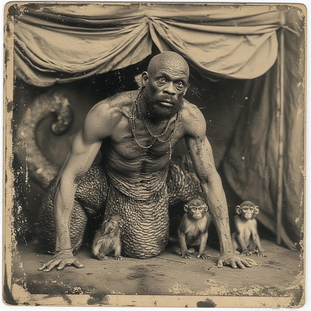 Vintage Carnival Oddities – Sideshow Hybrid Performer With Monkeys ...