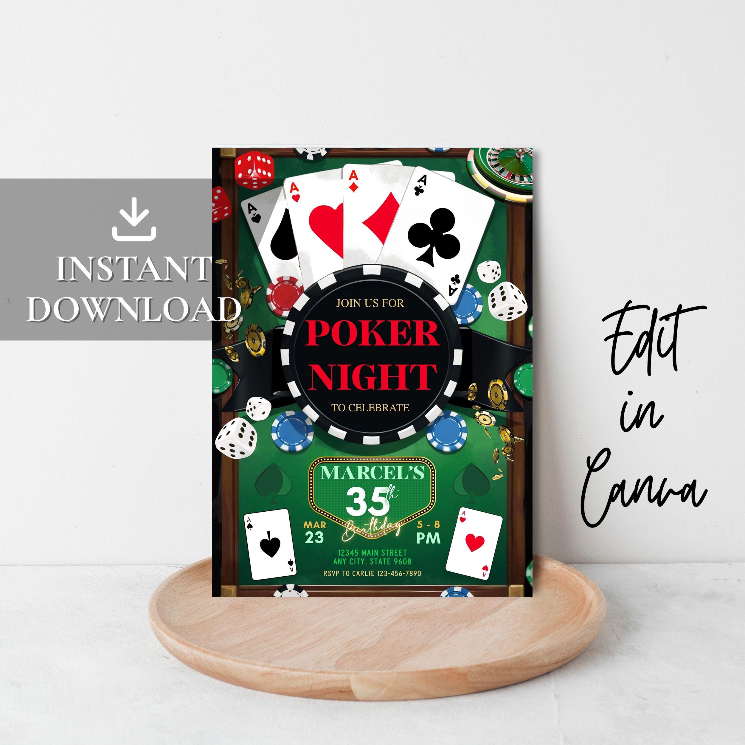 Poker Night Birthday Invitation, Poker Night Invitation, Casino Night ...