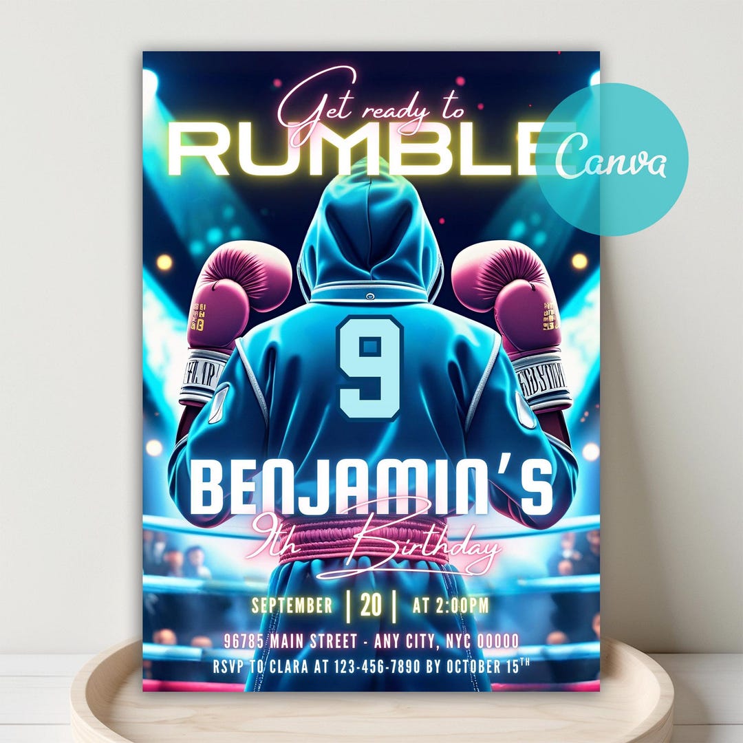 Boxing Birthday Invitation, Fighter Birthday, Boxing Party Invite ...
