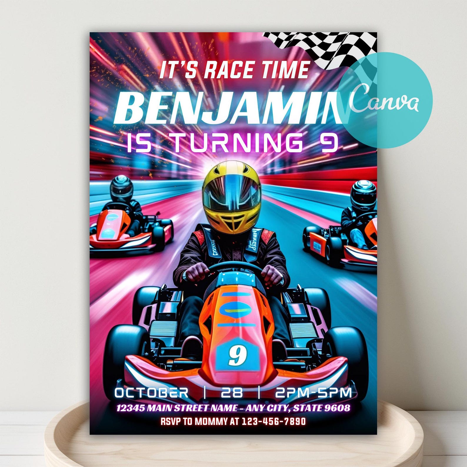 Go Kart Birthday Invitation, Go-karting Invite, Karting Invitation, Go ...