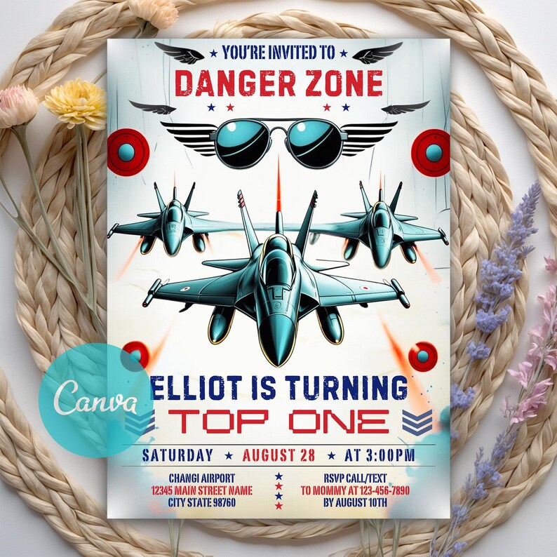 Jet Pilot Birthday Invitation, Fighter Jet Party Invite, Airforce ...