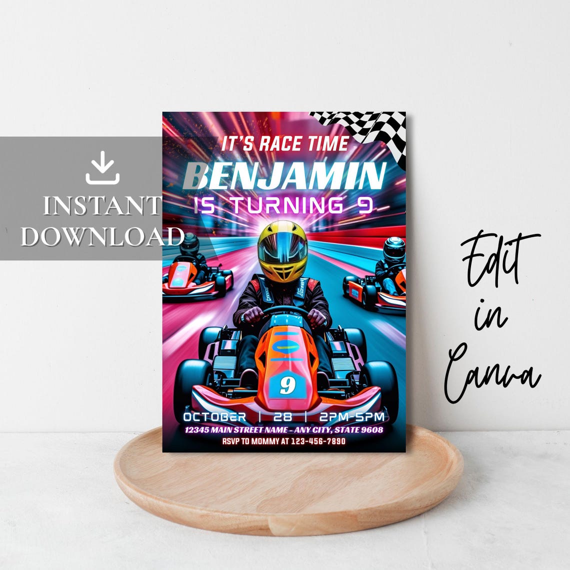 Go Kart Birthday Invitation, Go-karting Invite, Karting Invitation, Go ...