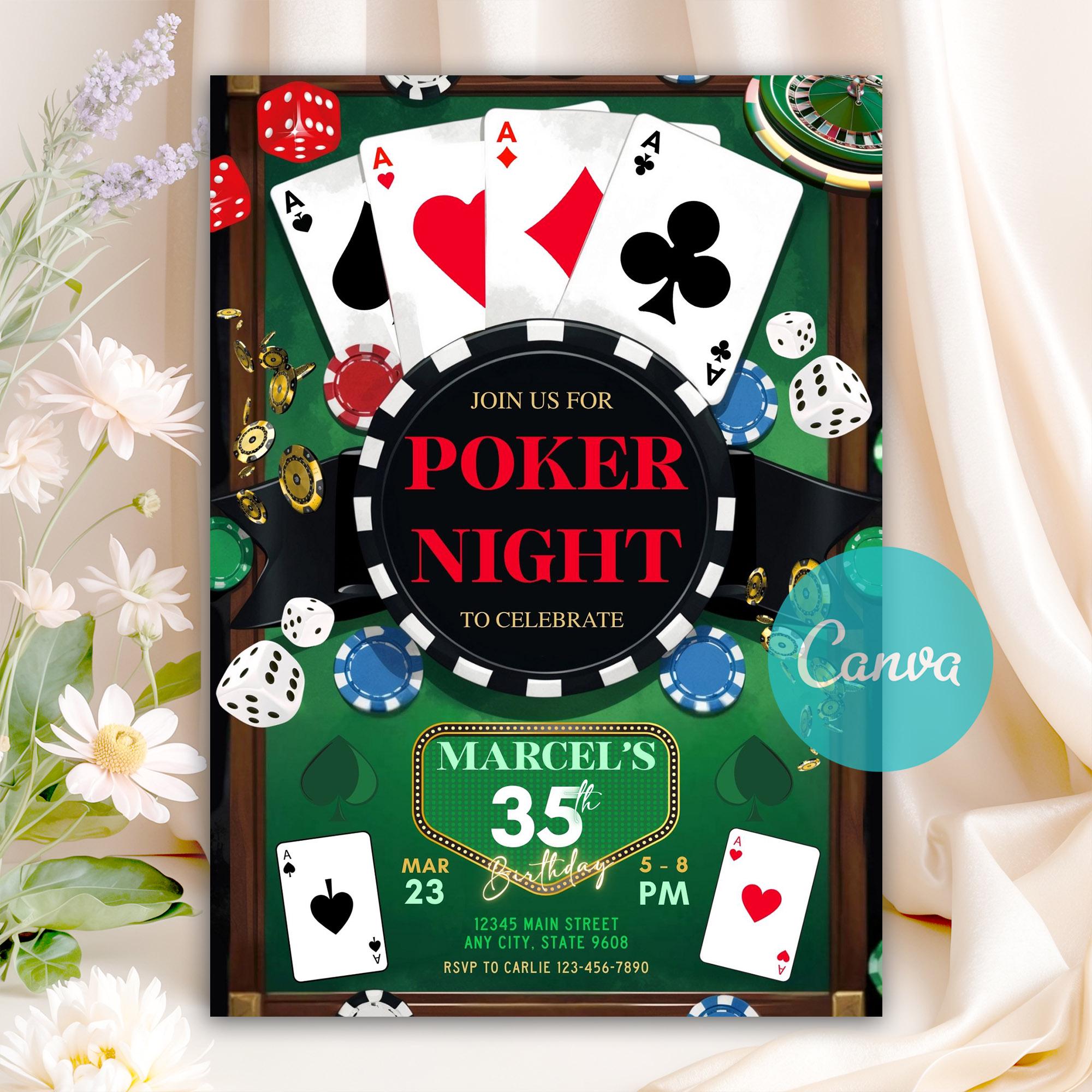 Poker Night Birthday Invitation, Poker Night Invitation, Casino Night ...