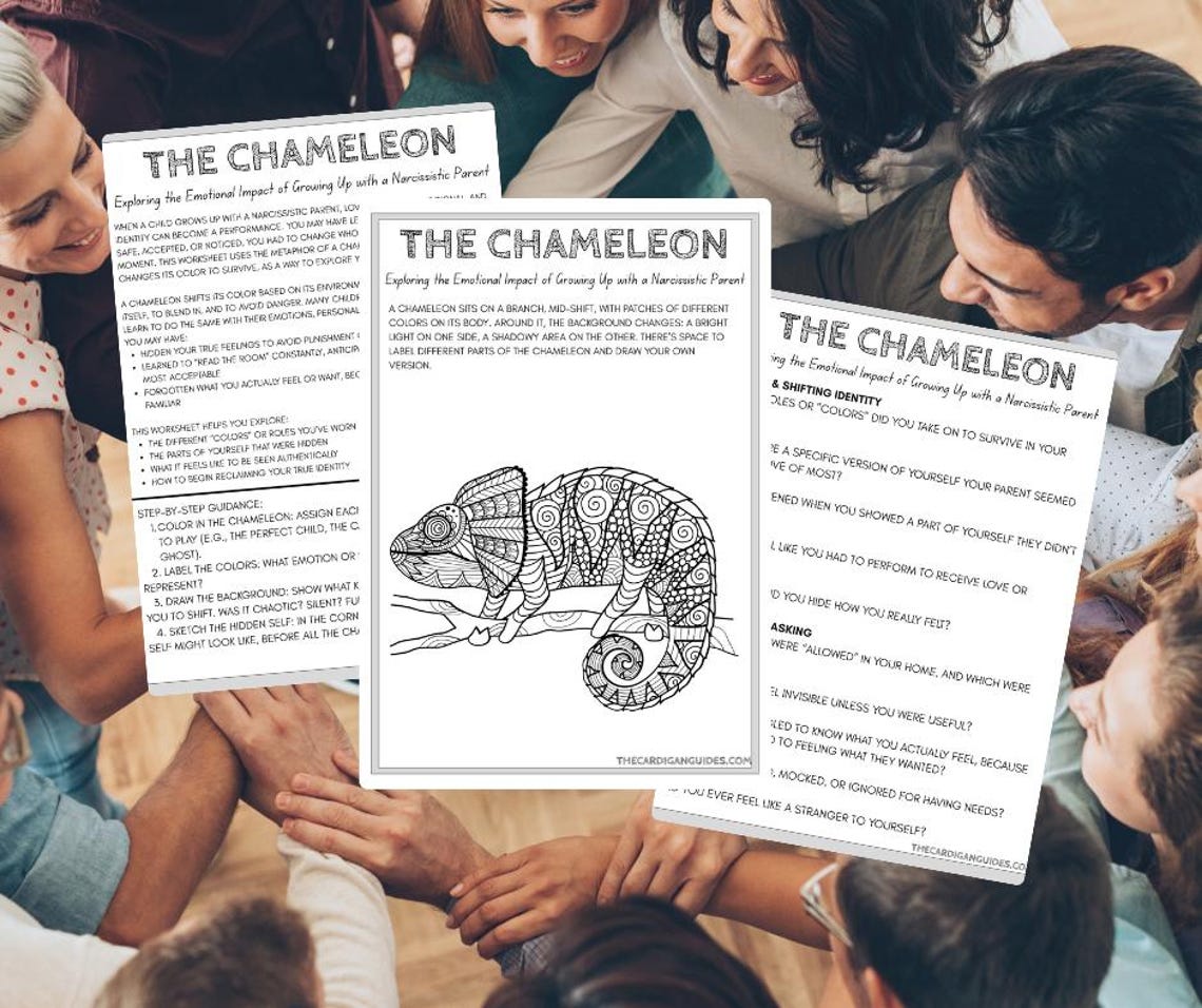 Chameleon Art Therapy Worksheet, Narcissistic Parent (self-explorative ...