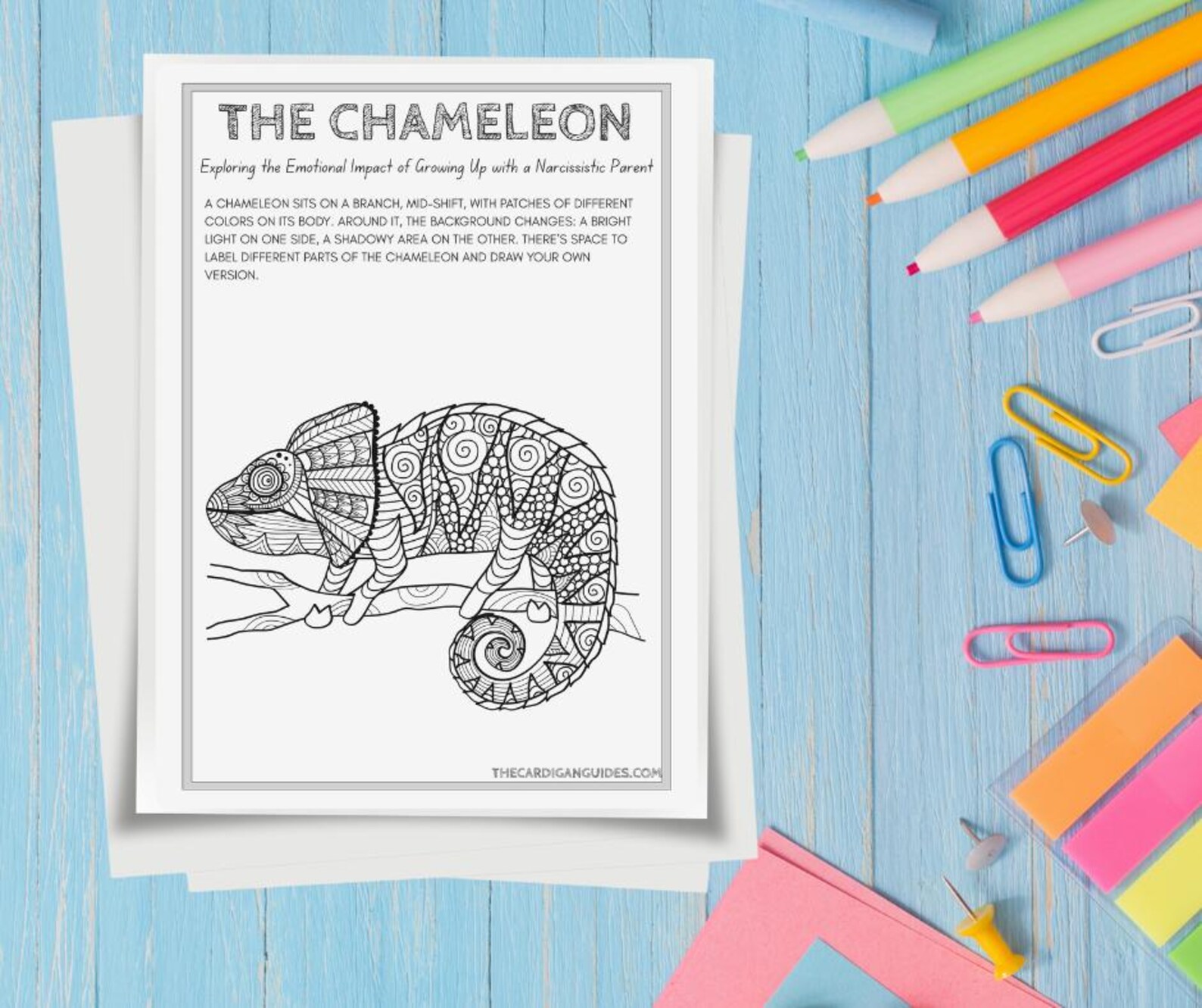 Chameleon Art Therapy Worksheet, Narcissistic Parent (self-explorative ...