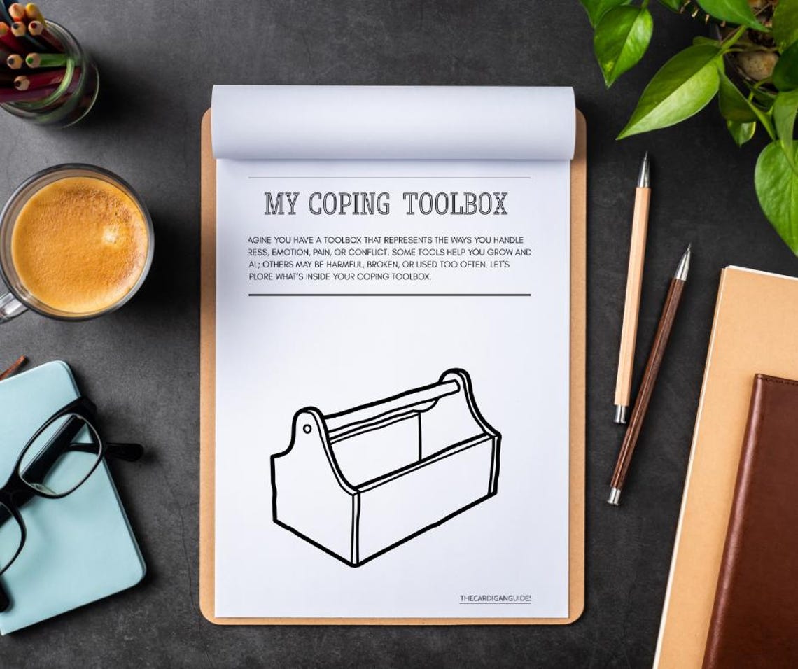 Coping Toolbox Art Therapy Worksheet, Self-exploration (digital ...
