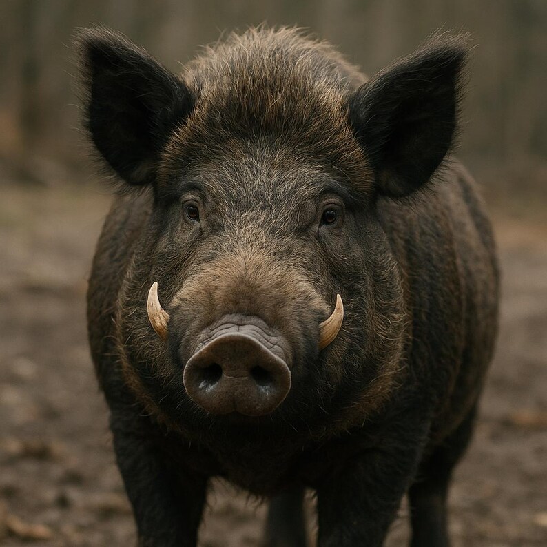 Digital Art of a Boar – Close-up Pig Portrait for Farmhouse or Nature ...