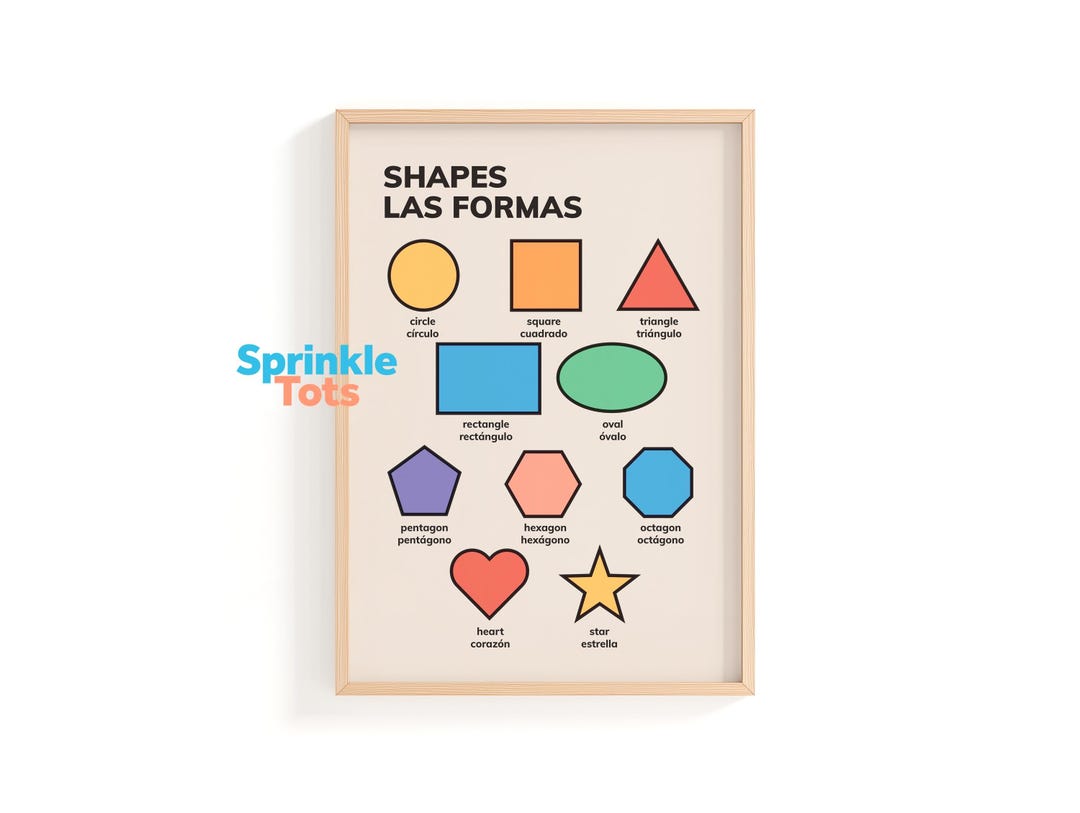 Bilingual Shapes Poster: Spanish English Kids Classroom Decor (digital ...