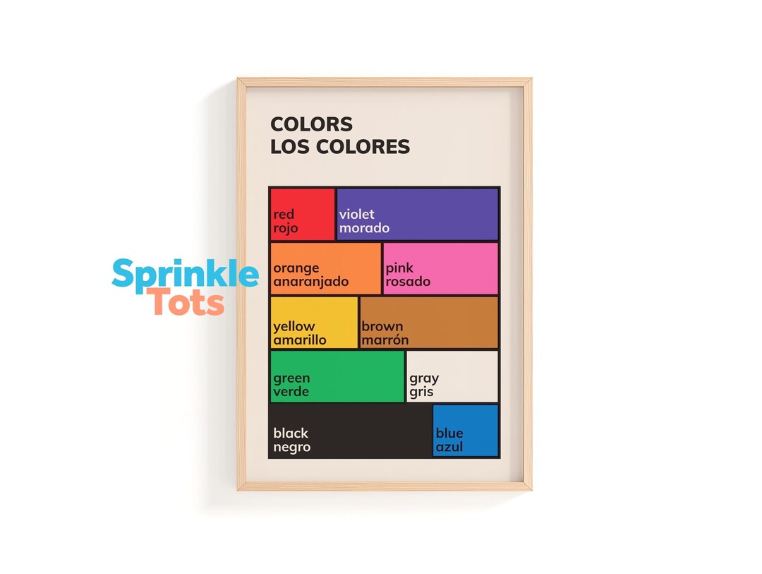 Bilingual Spanish English Colours Poster | Printable Color Chart for ...