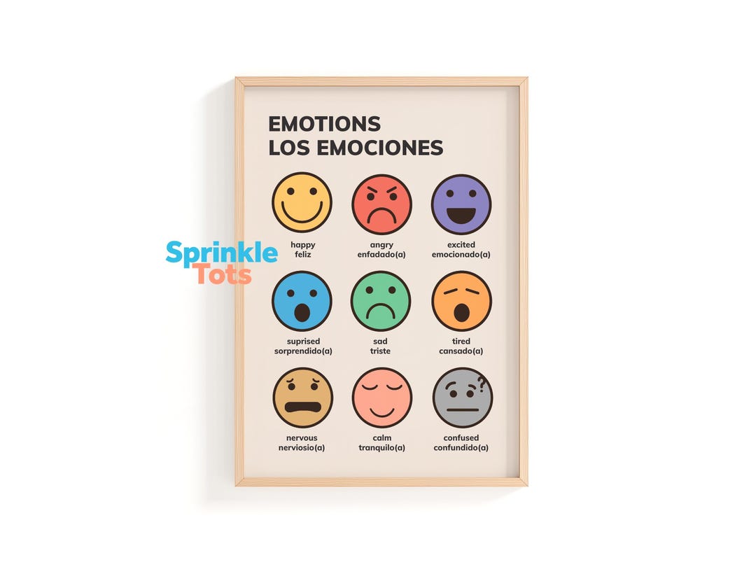 Bilingual Spanish English Emotions Poster | Feelings Chart Printable ...