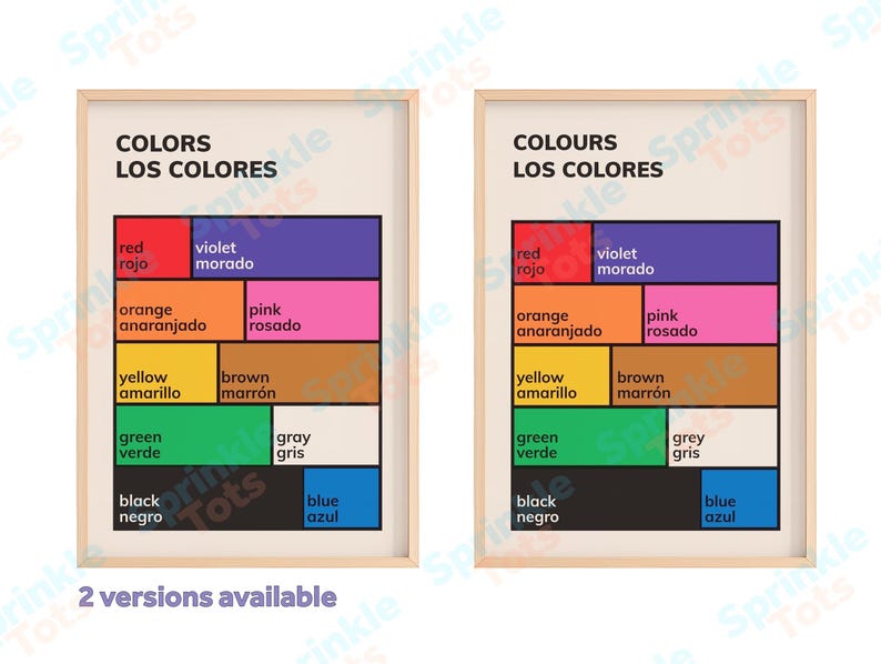 8 Bilingual Spanish Educational Poster, Spanish Learning Posters ...