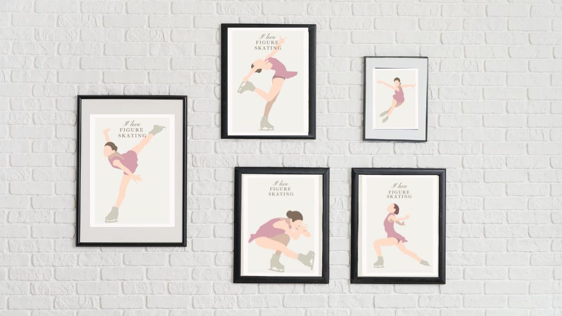 Set of 5 Figure Skating Ready to Printposters | Ice Skating Wall Decor ...