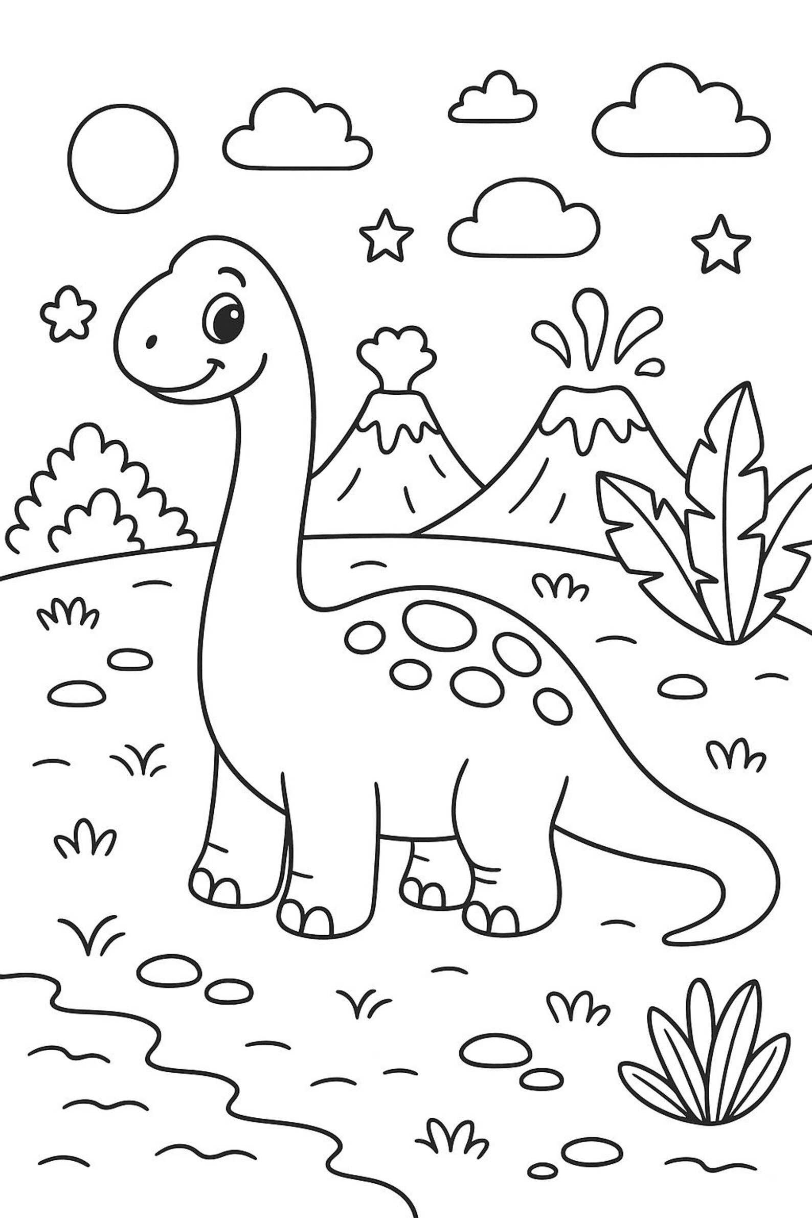 10 Cute Dinosaur Coloring Pages for Kids | Printable PDF Activity Set ...