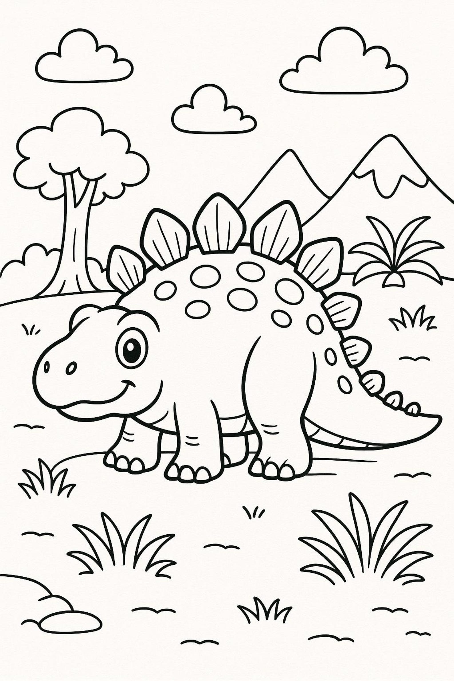 10 Cute Dinosaur Coloring Pages for Kids | Printable PDF Activity Set ...