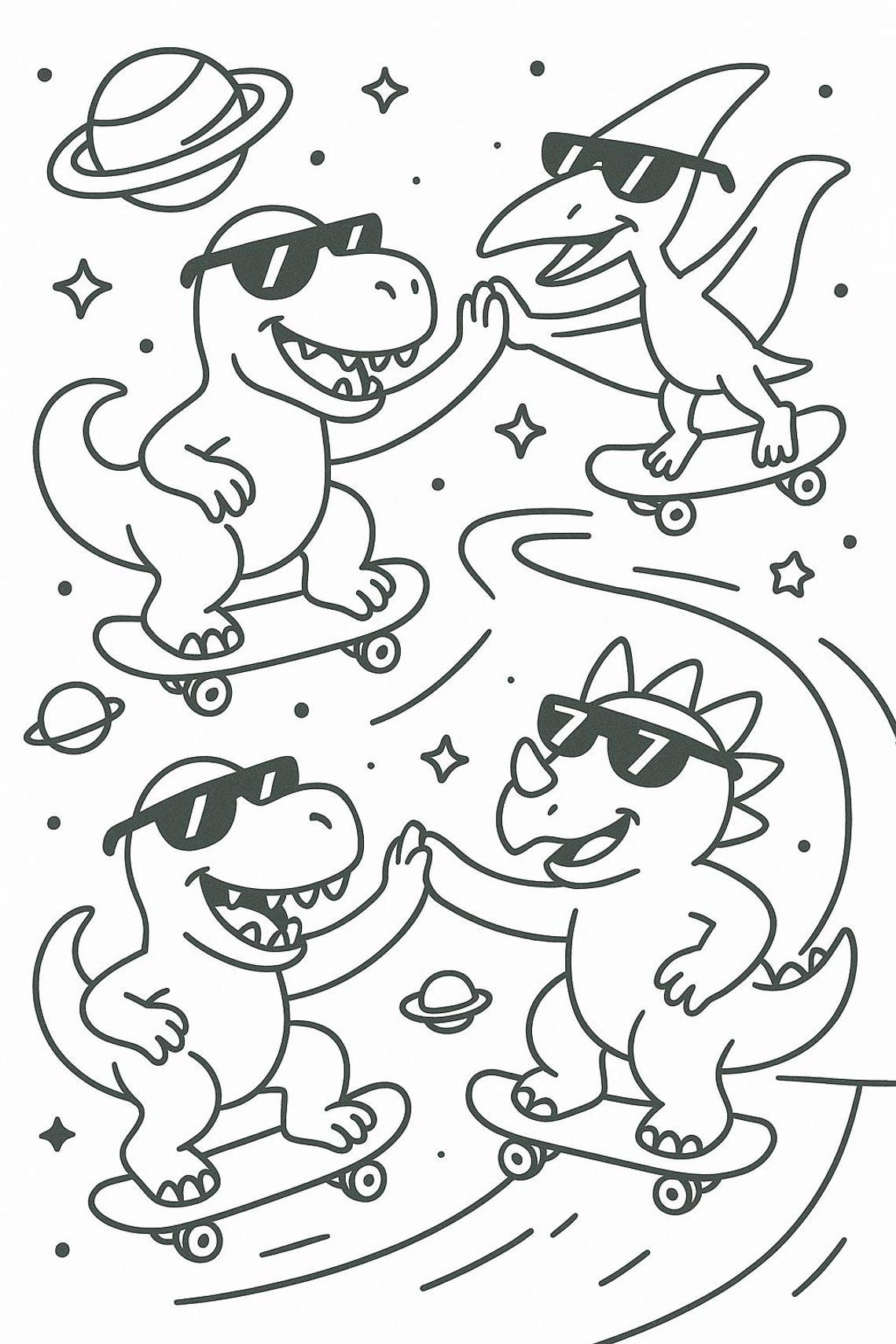10 Cute Dinosaur Coloring Pages for Kids | Printable PDF Activity Set ...