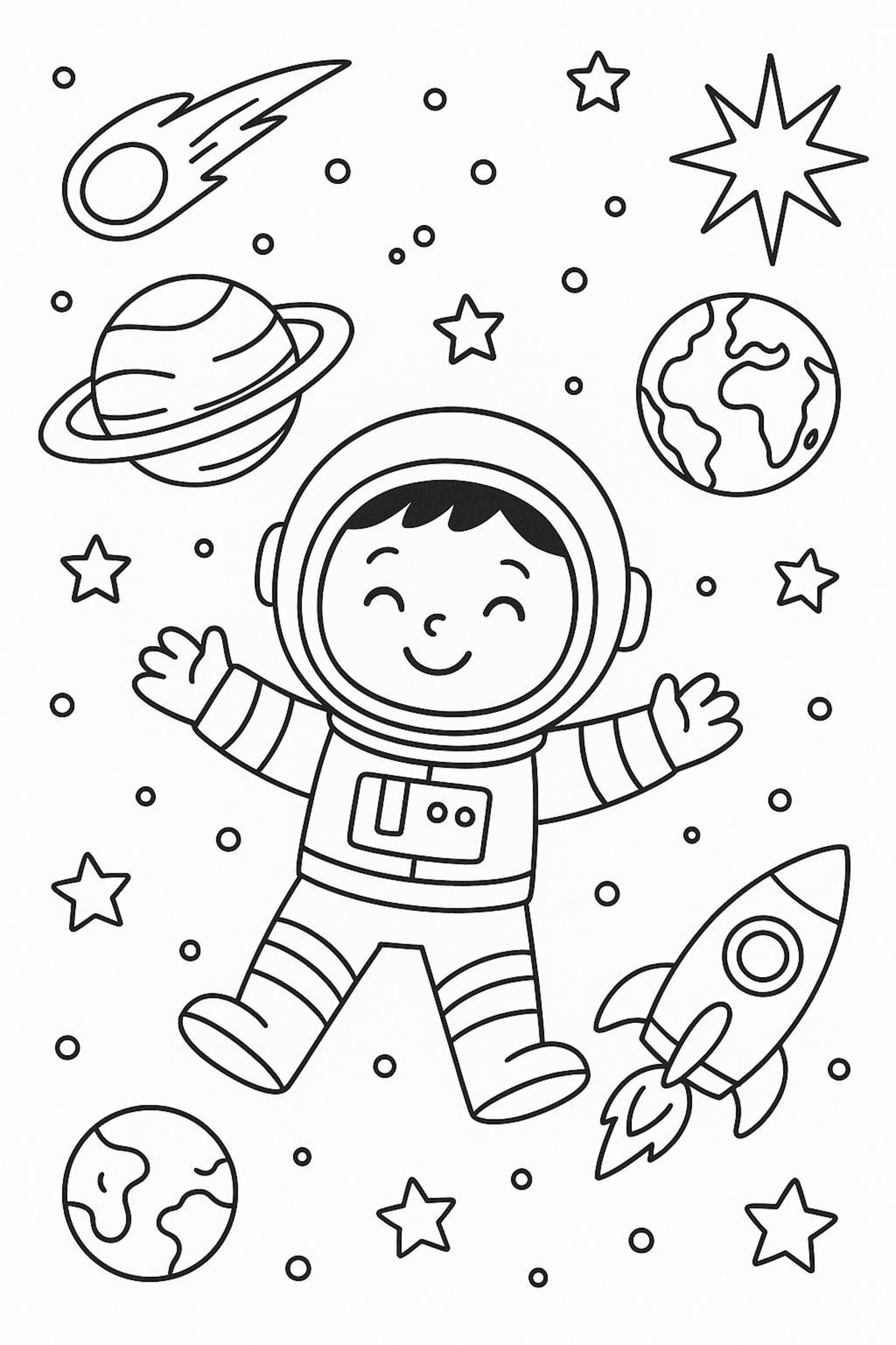 10 Space Coloring Pages for Kids | Printable Outer Space Activity ...