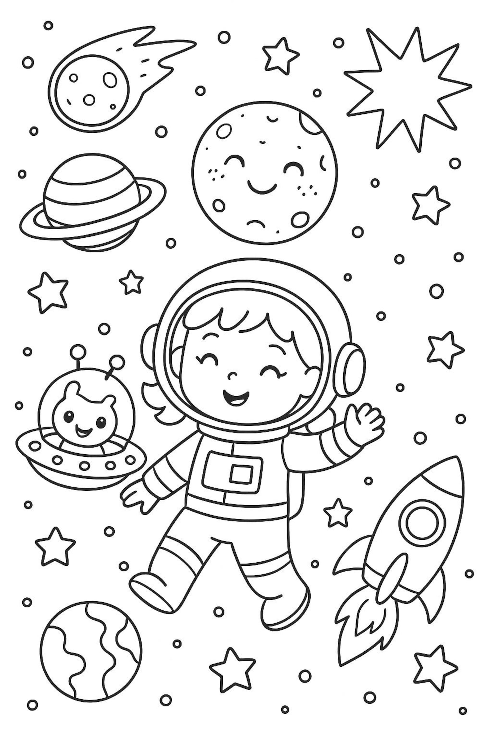 10 Space Coloring Pages for Kids | Printable Outer Space Activity ...