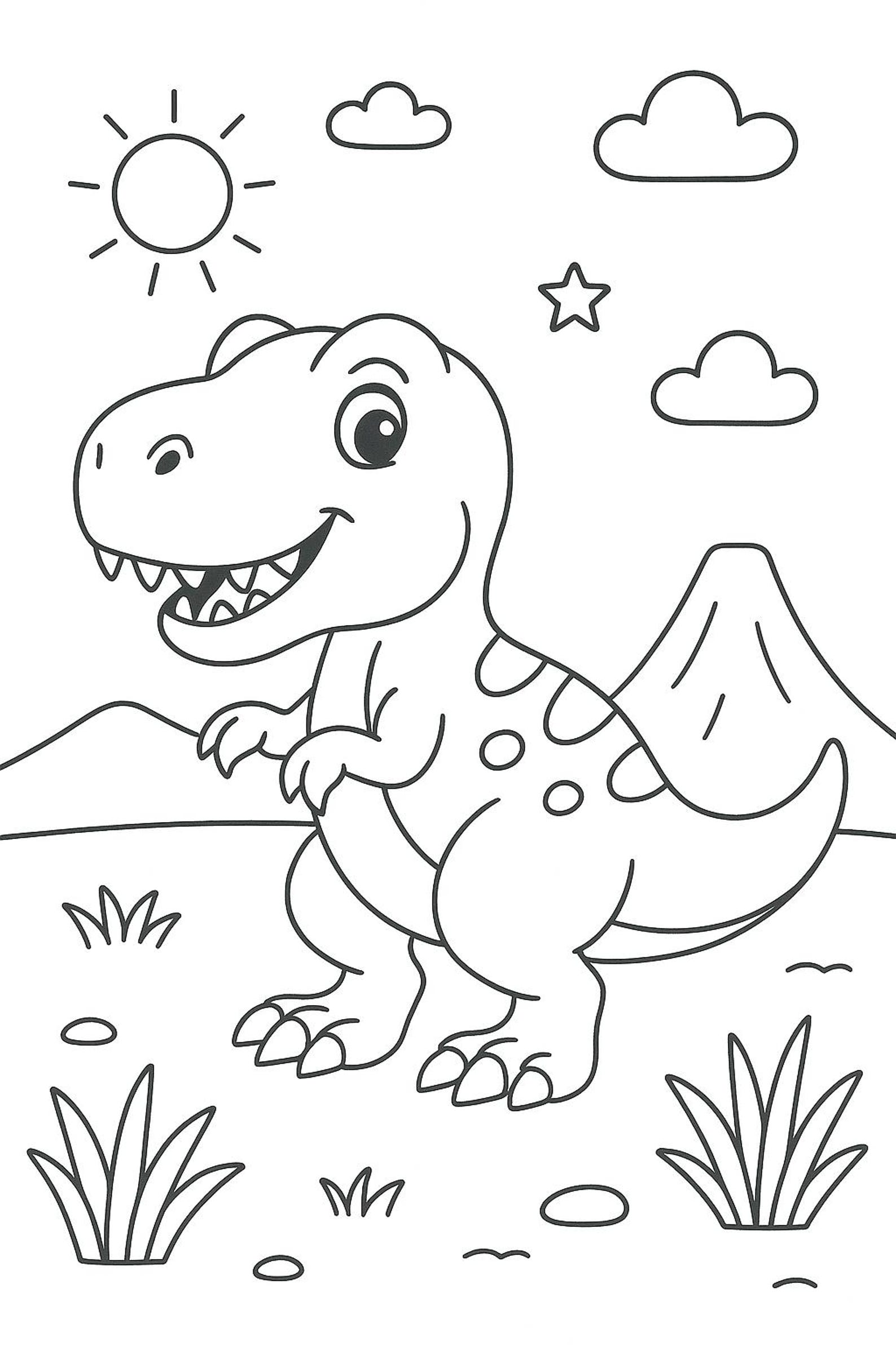 10 Cute Dinosaur Coloring Pages for Kids | Printable PDF Activity Set ...