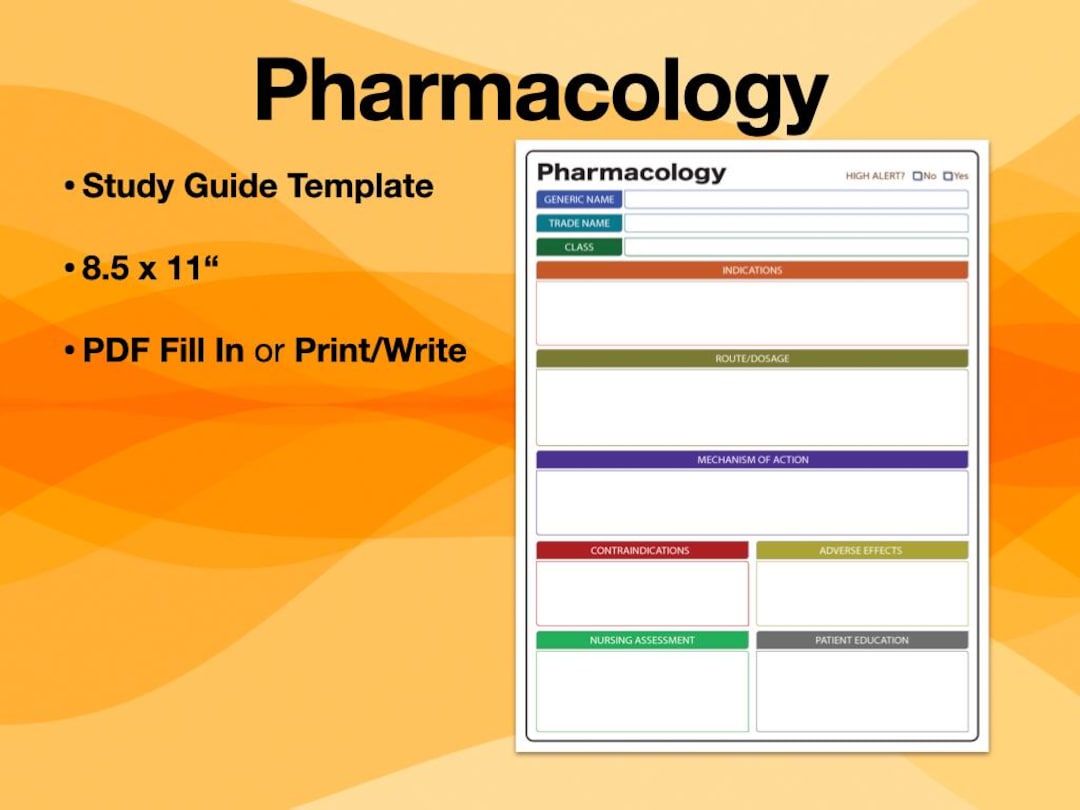 Pharmacology Flashcard Template: Essential Drug Cards for Nursing ...