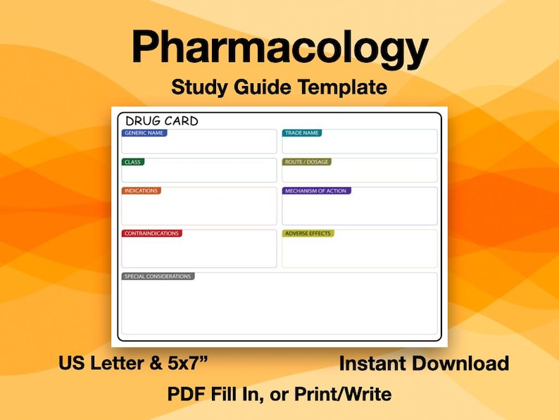 Pharmacology Flashcard Template: Essential Drug Cards for Paramedic/nursing & NREMT/NCLEX - Etsy
