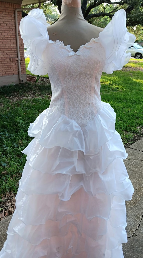 Vintage 80s Princess Fit BLUSH PINK Cascading Ruffles… - Gem