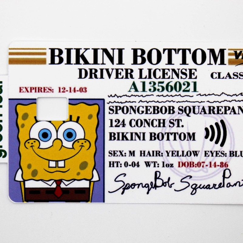 Spongebob Id Card - Etsy