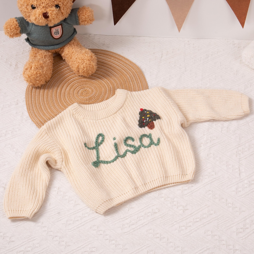 Embroidered Baby Name Sweater: 100% Cotton Personalized Jumper - Etsy