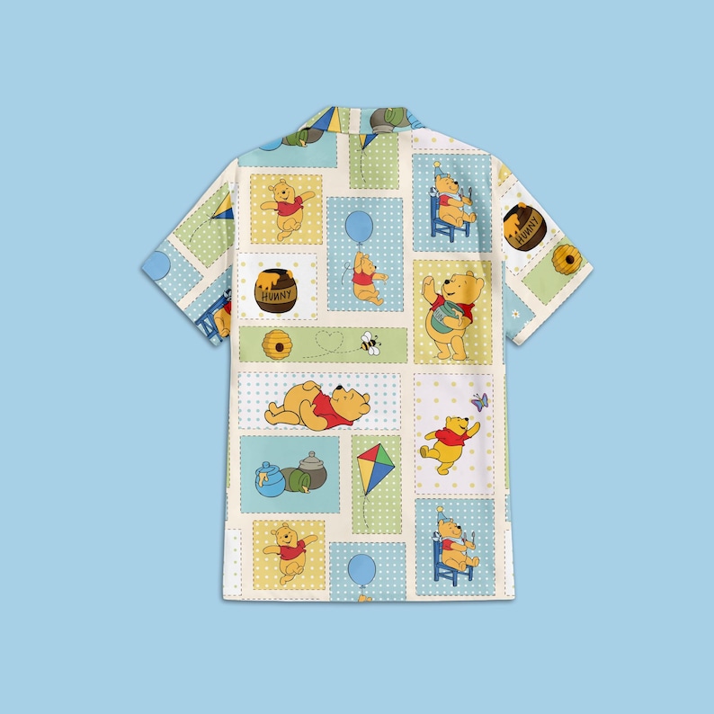 Disney Winnie the Pooh Hawaiian Button up Shirt, Blocks of Pooh Style ...