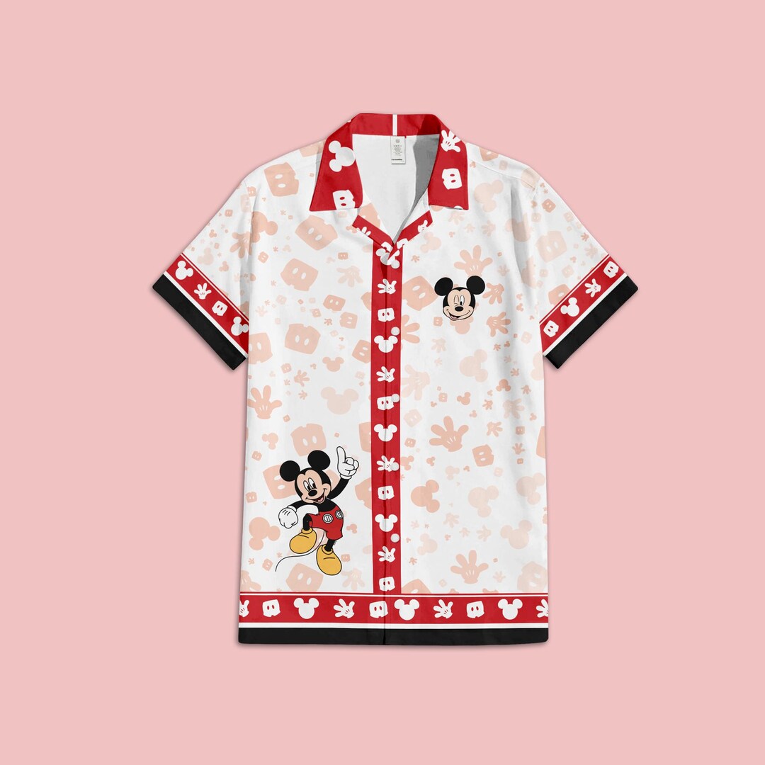 Disney Mickey Mouse Hawaiian Button up Shirt, Disney Mickey Hawaiian ...