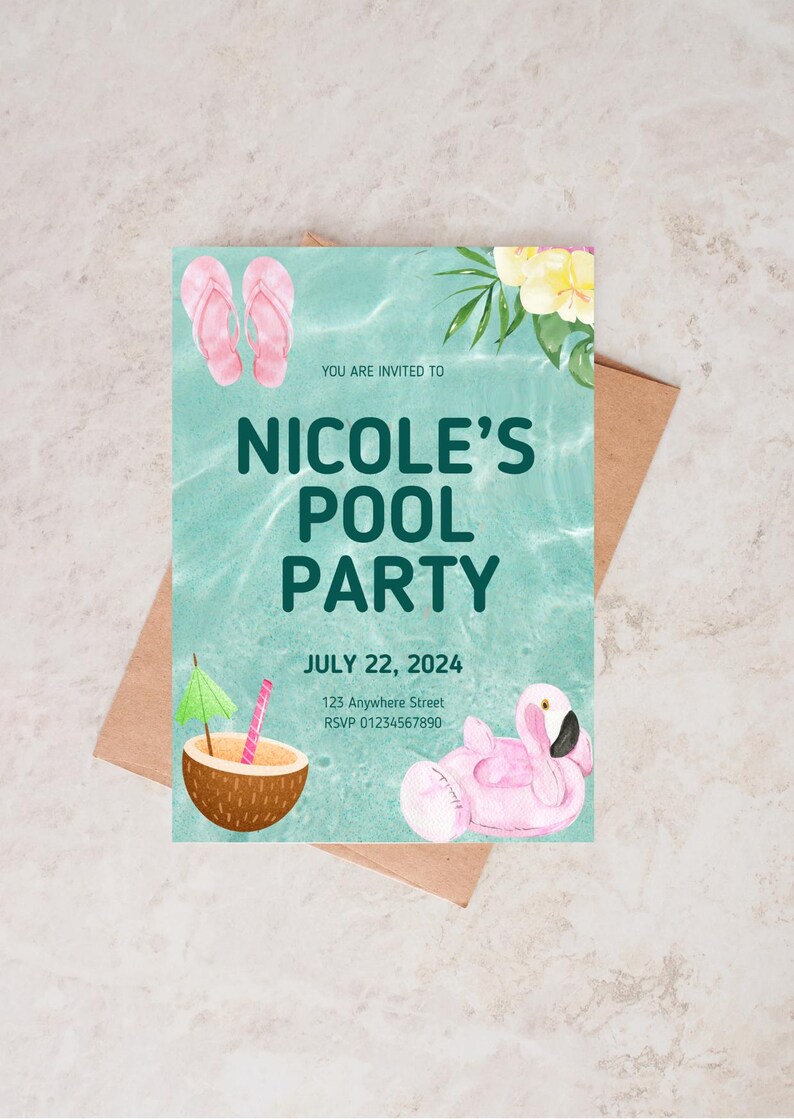 Pool Party Invitation - Etsy