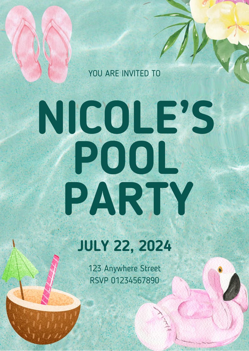 Pool Party Invitation - Etsy