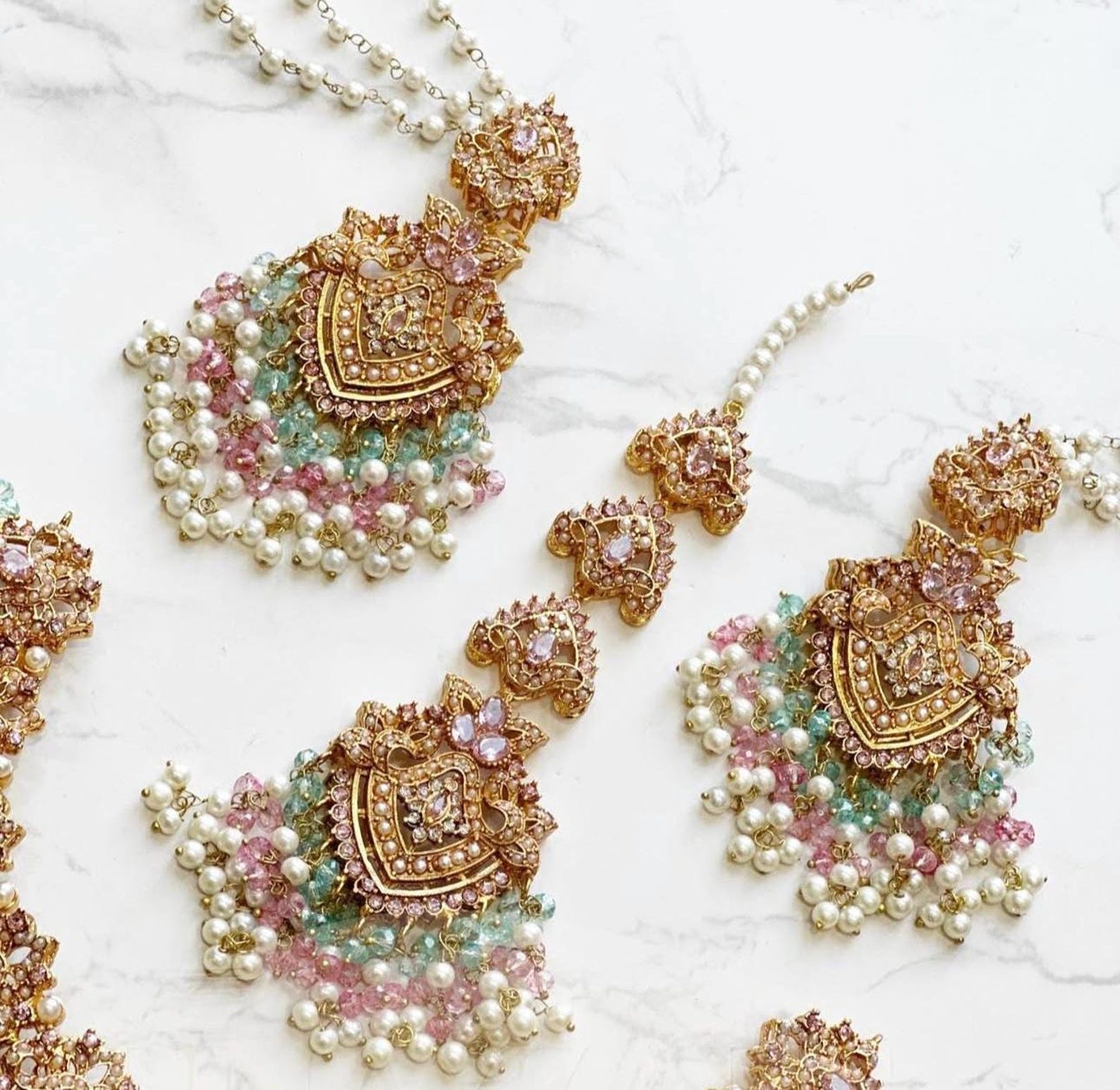 Nauratan Bridal Jewelry Set in Pastel Colors - Etsy