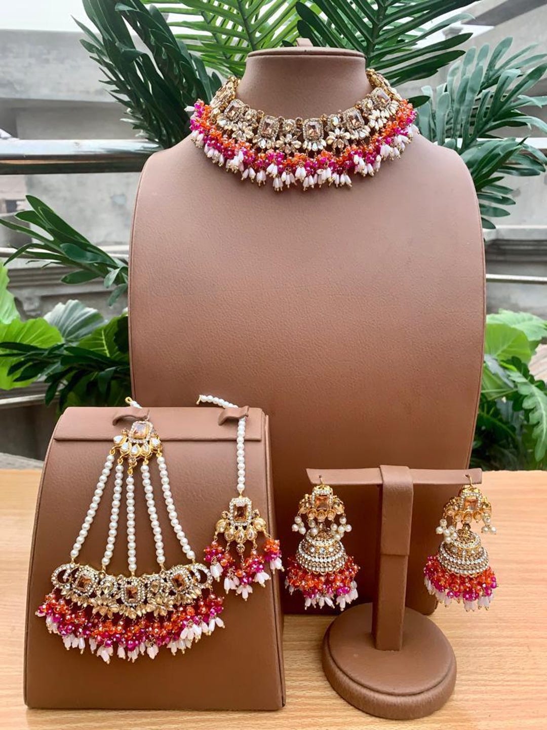 Nauratan Multi Color Necklace Set With Jhoomar - Etsy