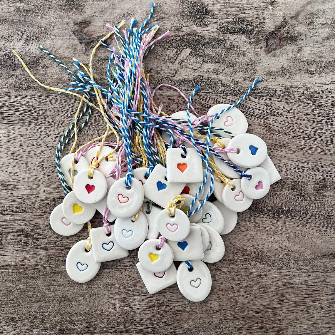 Heart Ceramic Gift Tag-set of 5, Wedding Favor, Ceramic Heart Tag - Etsy