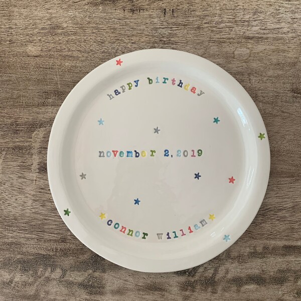 Happy Birthday Plate Glass - Etsy