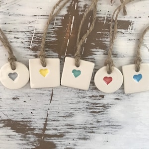 Heart Ceramic Gift Tag-set of 5, Wedding Favor, Ceramic Heart Tag - Etsy
