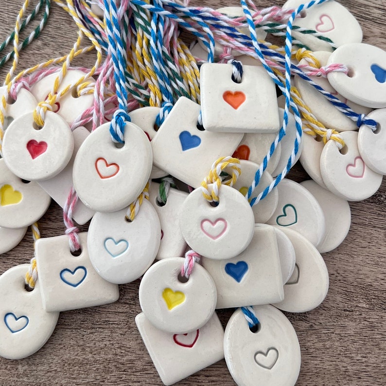 Heart Ceramic Gift Tag-set of 5, Wedding Favor, Ceramic Heart Tag - Etsy