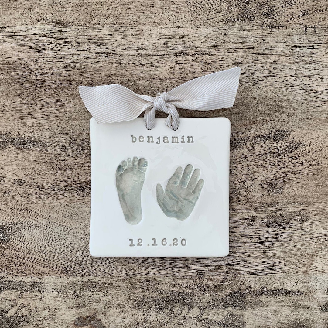 Custom Ceramic Baby Hand and Footprint Keepsake, Clay Prints, Baby ...