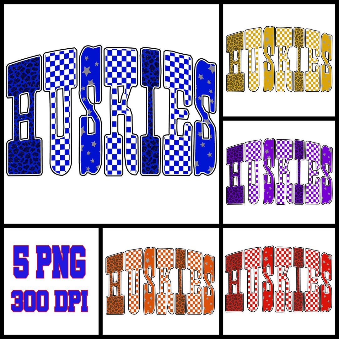 Huskies PNG Pattern Letters, Mascot Spirit Sublimation Design ...
