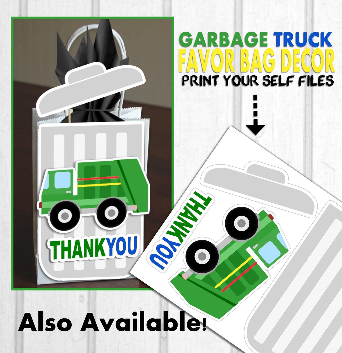 Printable Garbage Truck Favor Bag Decor Files Garbage Truck - Etsy