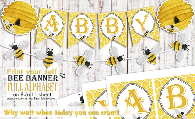 Bee Hive Banner Bumble Bee Banner Full Alphabet Mommy to Bee | Etsy