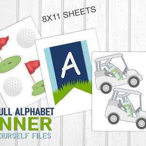 Hole in One Full Alphabet Golf Banner, Printable First Birthday Golf ...
