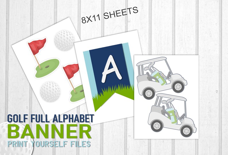Hole in One Full Alphabet Golf Banner, Printable First Birthday Golf ...