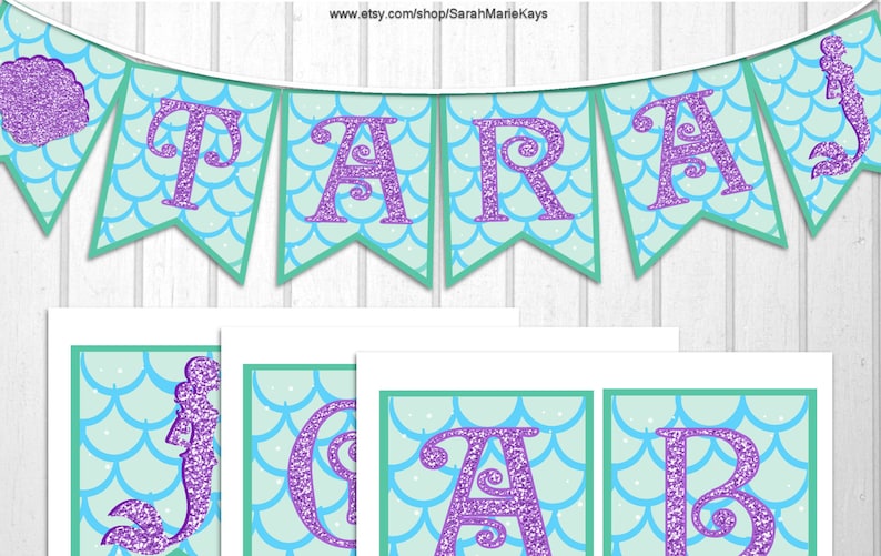 Mermaid Banner Mermaid Birthday Full Alphabet Banner | Etsy