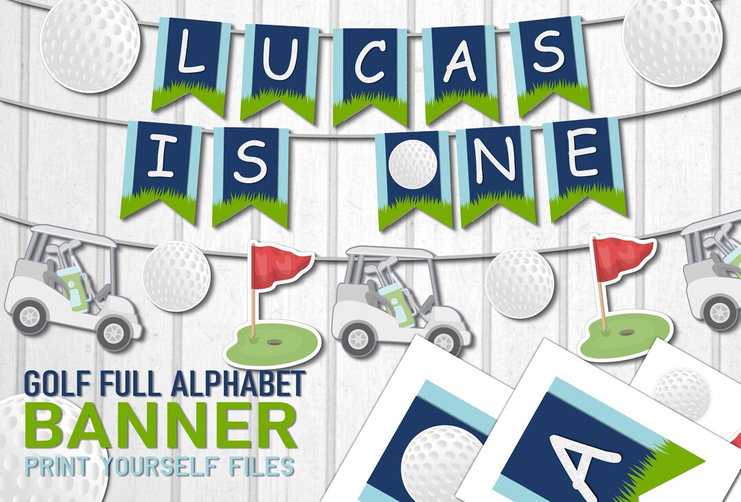 Hole in One Full Alphabet Golf Banner, Printable First Birthday Golf ...
