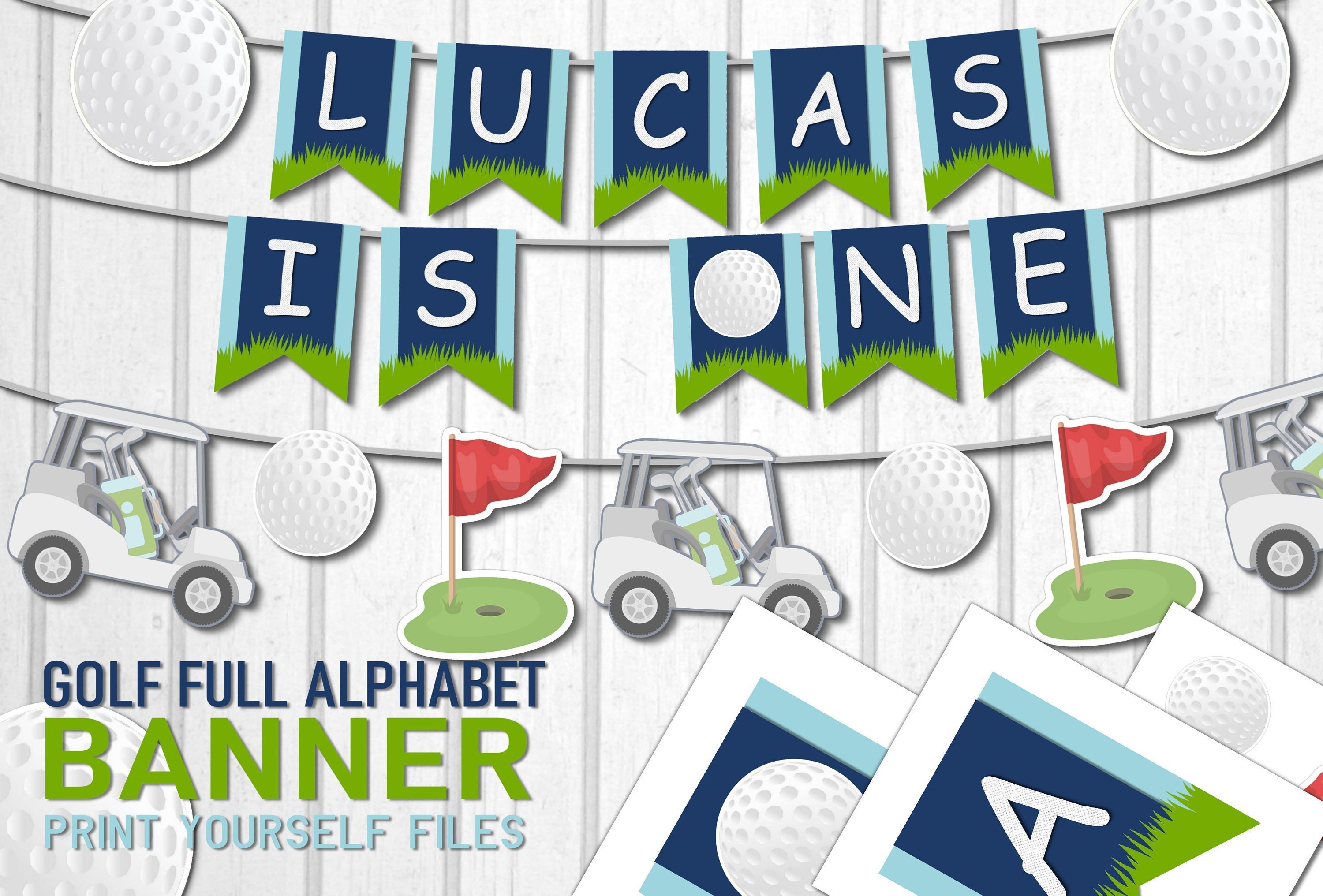 Hole in One Full Alphabet Golf Banner Printable First - Etsy