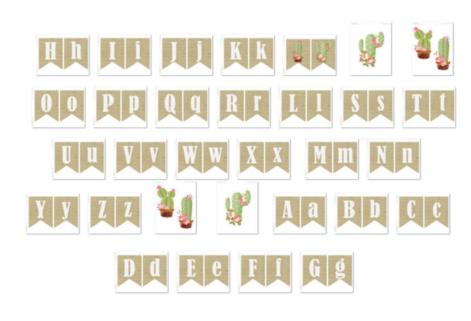 Cactus Full Alphabet Banner, Printable Cactus Banner, Boho Banner ...