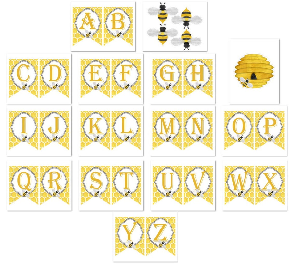 Bee Hive Banner, Bumble Bee Banner Full Alphabet, Mommy to Bee Baby ...