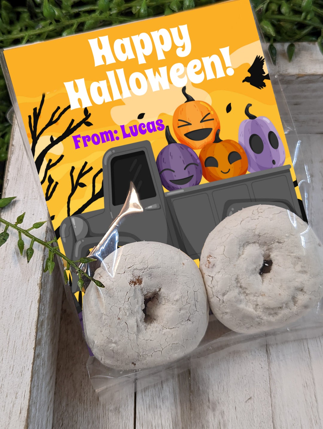 Halloween Donut Truck Printable Cards, Halloween Printable Donut Treats ...