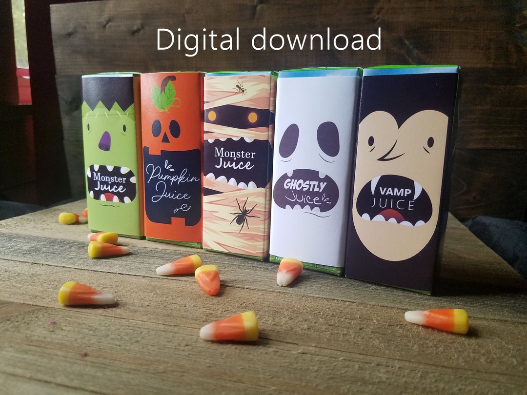 Halloween Juice Box Labels, Printable Monster Juice Box Covers ...